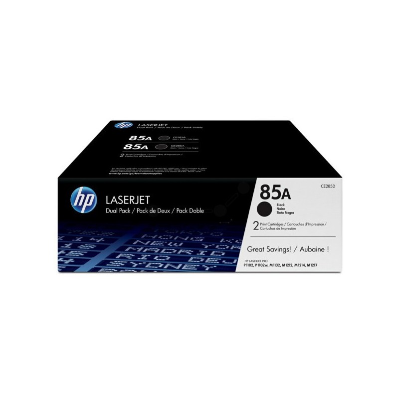 Pack de 2 cartouches de toner 85A HP originale Noir | RueDuToner.fr Pack de 2 cartouches de toner 85A HP originale Noir | RueDuToner.fr